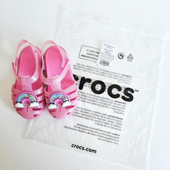 CROCS | Shoes | Crocs Isabella Charm Pink Lemonade Glitter Rainbow ...